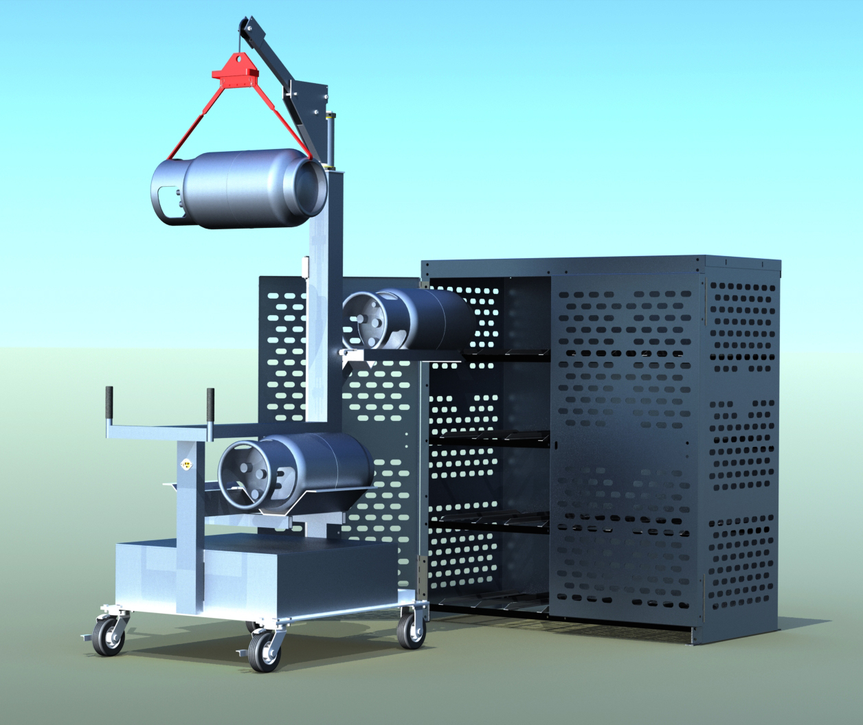 Forklift Tank Loader Truck for lifting and installing propane fuel ...